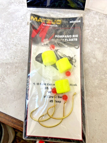Pompano Rigs w/Floats Fishing 1/0 Gold Rigs Wide Gap Hooks 35 lb. 38' leader | eBay