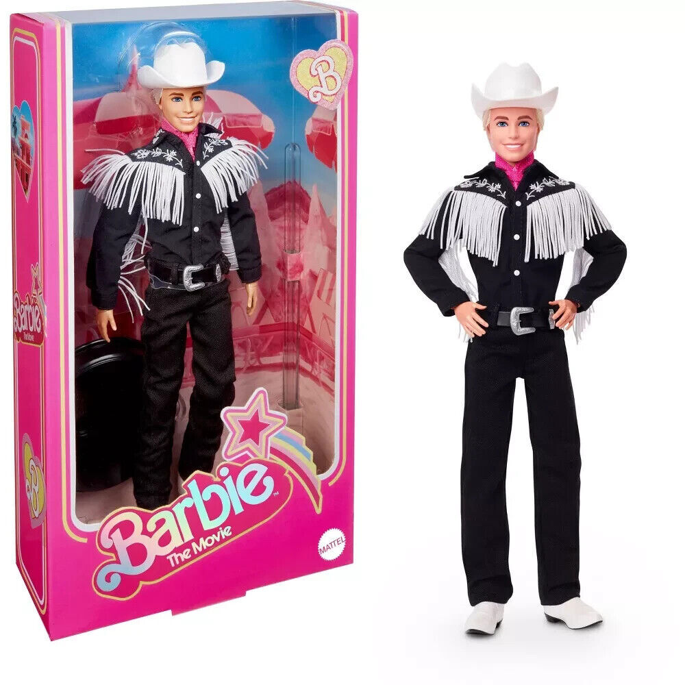 Barbie The Movie Ken Doll Cowboy Wearing Black and White Western Outfit ...