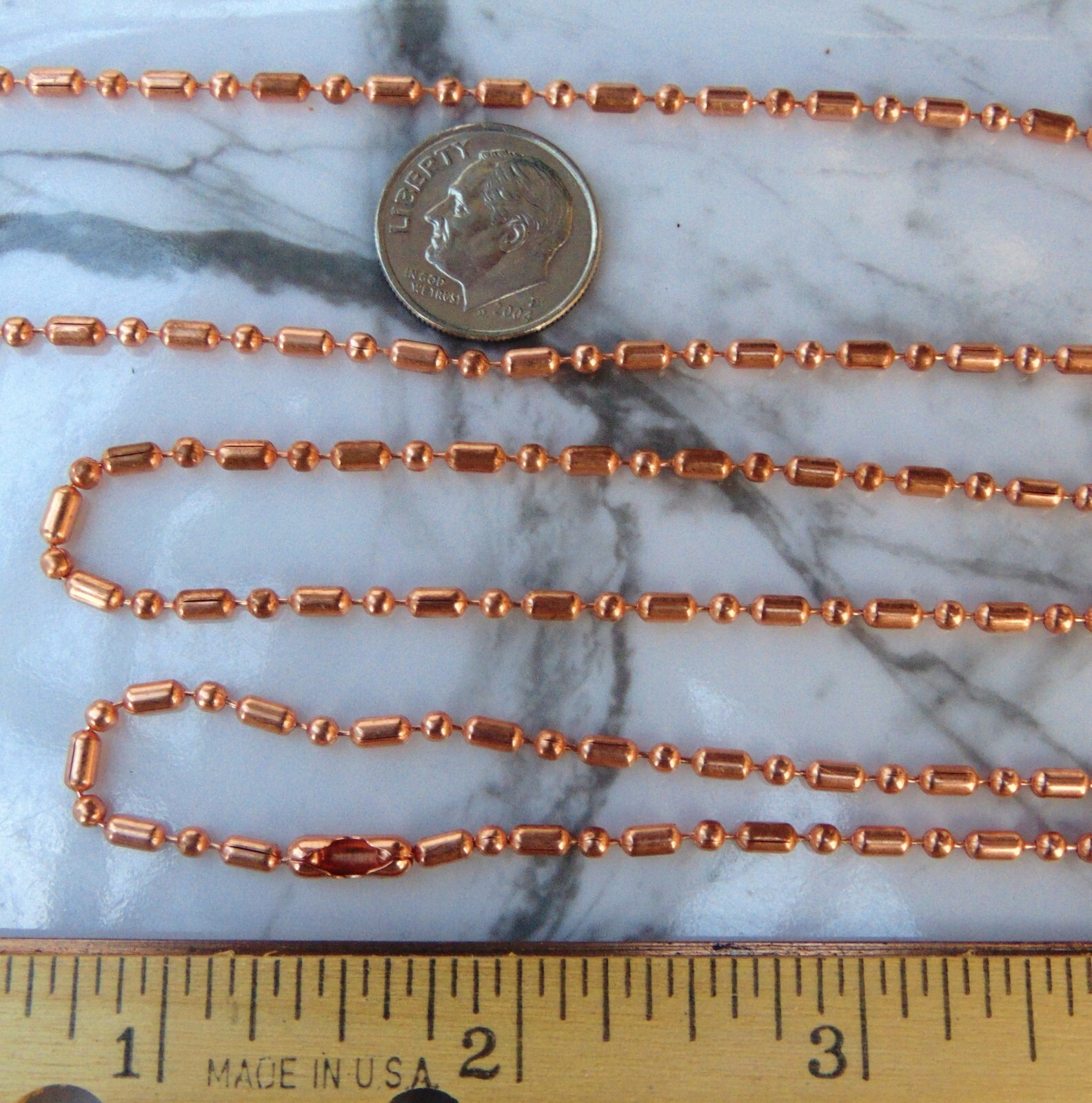 Pure COPPER Ball Chain Bar + Ball Bead~ 2.4mm w/ or w/o Connectors Made ...