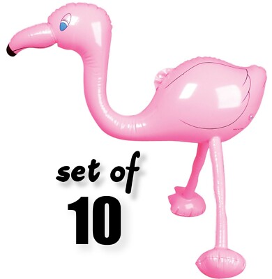 10 Total - 27" Pink Flamingo Inflatable Party Blow Ups ~ Tropical Luau ...