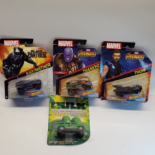 Lot Of 4 Marvel Die Cast Cars Hot Wheels Maisato Thor Hilk Thanos Black ...