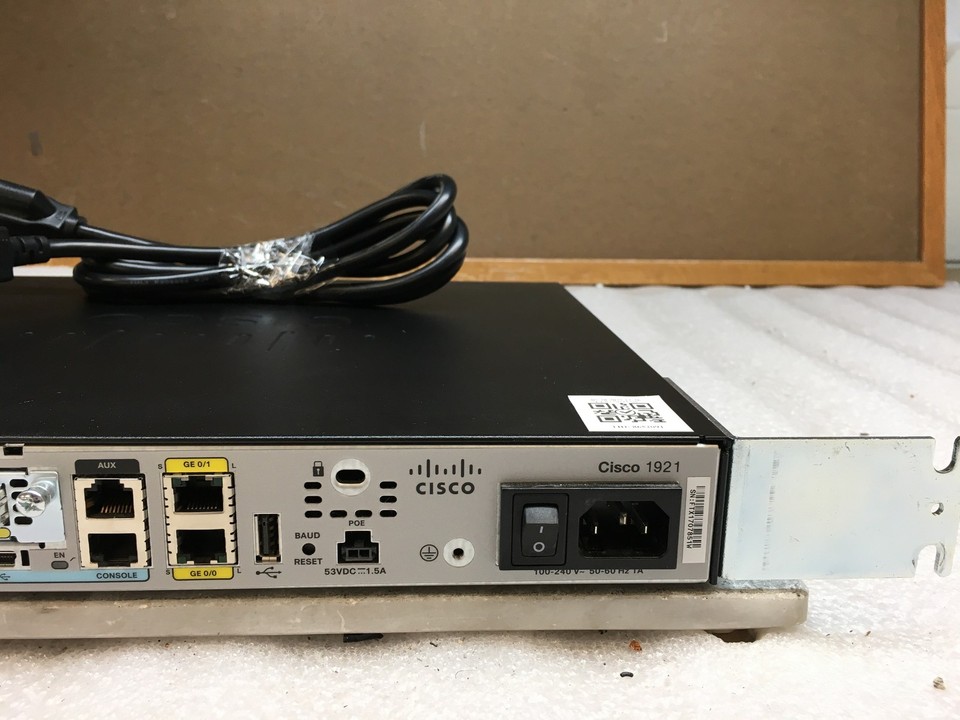 Cisco 1921 CISCO1921/K9 Integrated Service Router w/Power Cable & Rack ...