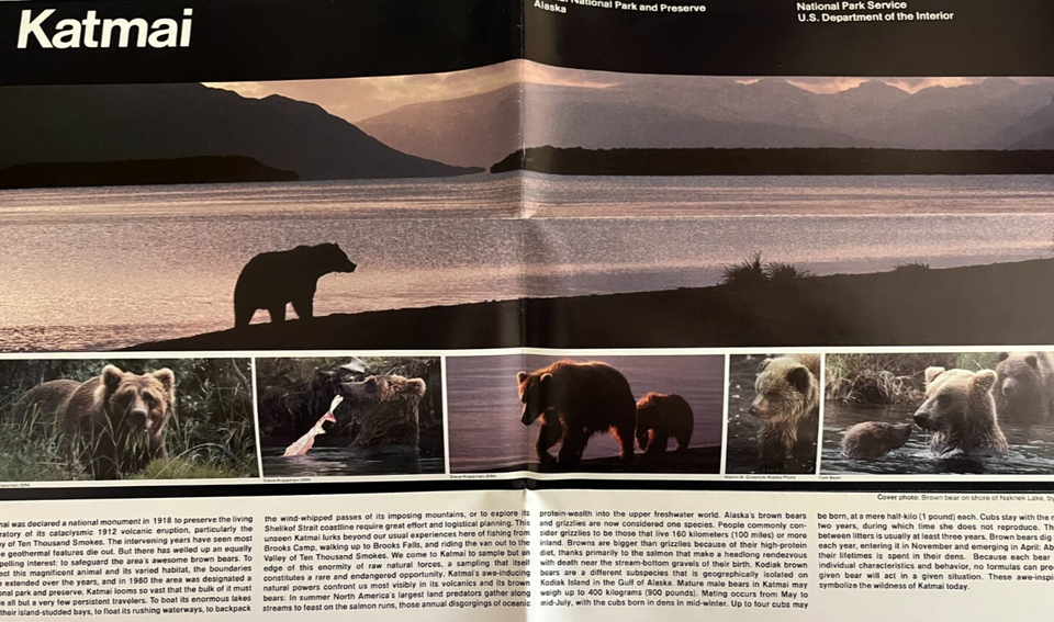 Vintage 1990 KATMAI NP - Alaska NATIONAL PARK SERVICE UNIGRID BROCHURE ...