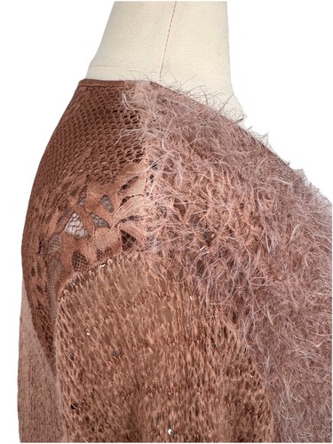 Indigo Thread Co Eyelash Sheer Sequin Lace Bell Sleeve Rust Tunic Top ...