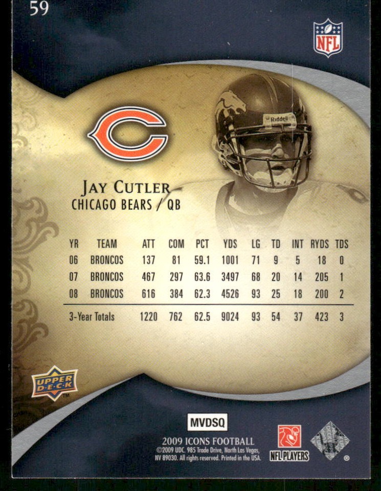 2009 Upper Deck Icons #59 Jay Cutler | eBay