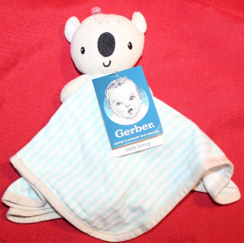 New GERBER koala bear blue/white striped lovey plush | eBay
