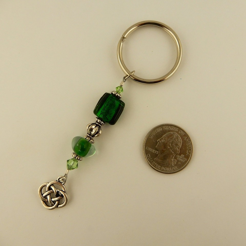 Artisan Irish Celtic Knot Keychain, Glass & Crystal beaded your choice ...