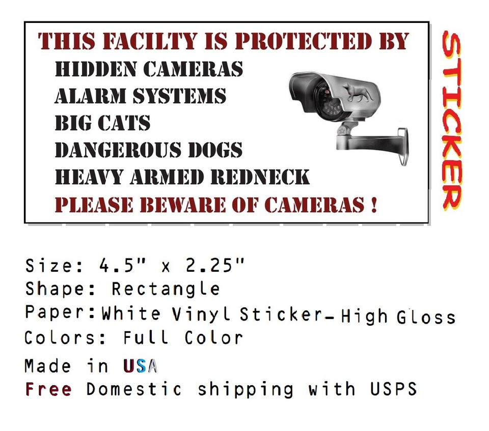 Video surveillance sticker , Warning Camera sticker , Warning Camera ...