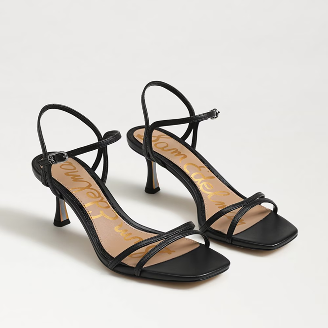 Sam Edelman Presley Black Strappy Kitten Heel Sandal Women's sizes 6-11 ...