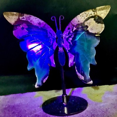 85G Natural silver agate butterfly emits light under ultraviolet light ...