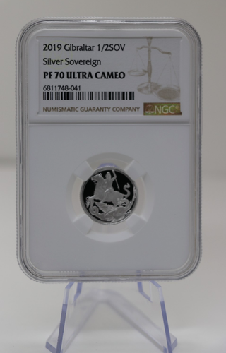 UK 1/2 Sovereign SOV Silver Proof Coin - NGC PF70 Ultra Cameo .999 ...