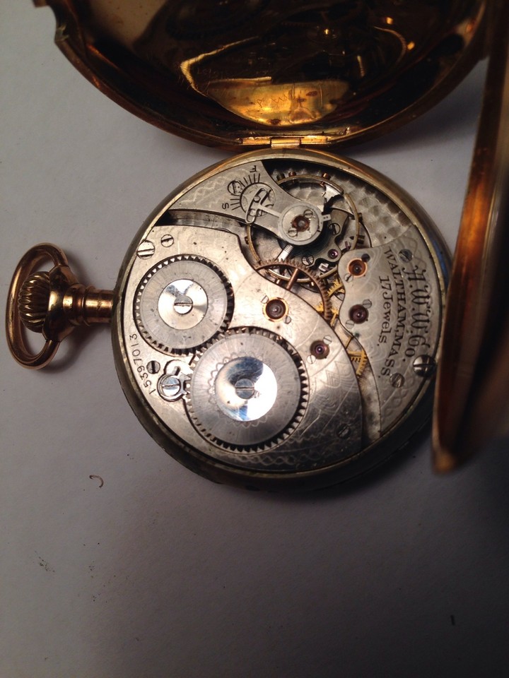 A W W Co Waltham Mass Ma Pocketwatch Watch 14K Gold ROY 442295 OLD RARE ...
