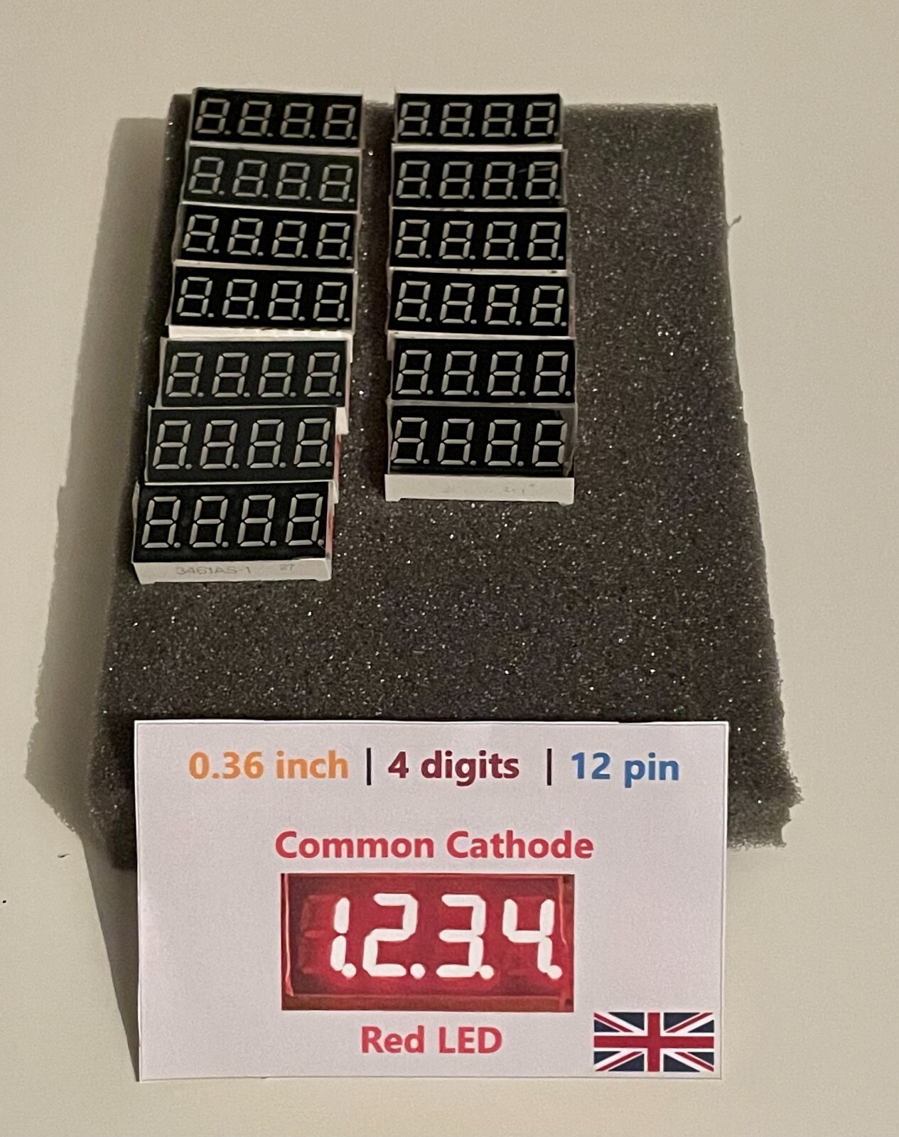 0.36Inch LED 7 Segment Cathode 4 Digit Red, Orange, White, Green ...