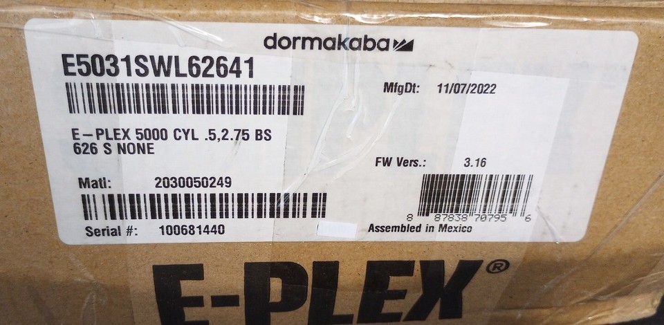 KABA E-Plex 5000 Electronic Push Button Door Lock Model E5031SWL62641 ...