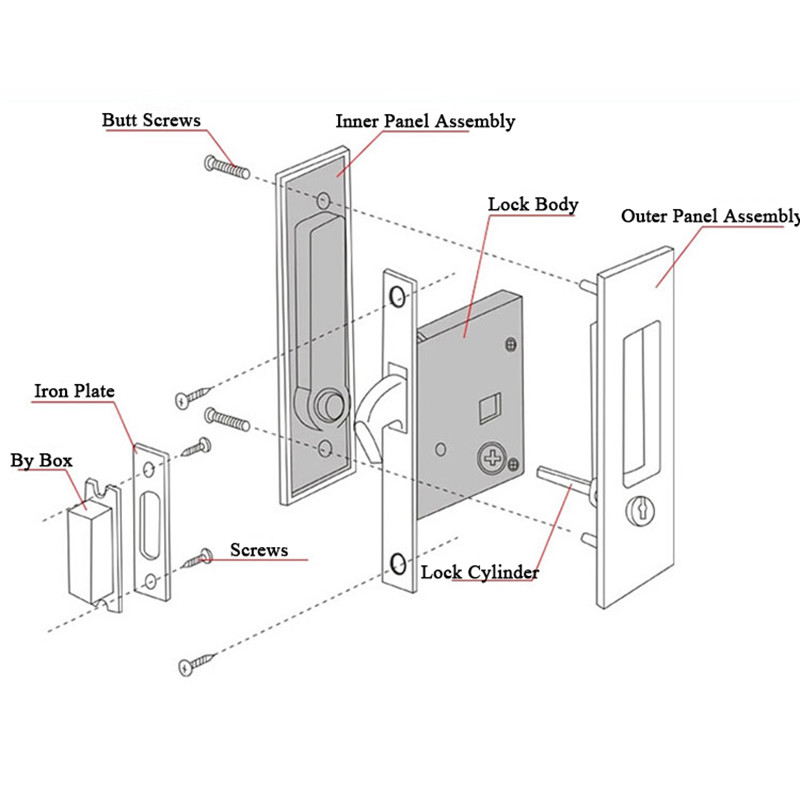 Brand New Recessed Sliding Door Locks Mortise Hook Lock Set with Brass ...