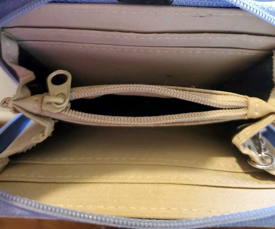 FOSSIL BLUE LEATHER Wallet W/ KEY CHAIN/ ID WINDOW/ COIN PURSE Mini | eBay