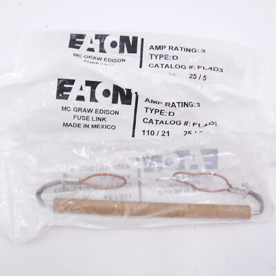Lot of 3 Eaton McGraw Edison Fuse Links 3 Amp 15kV Distribution FL4D3 ...