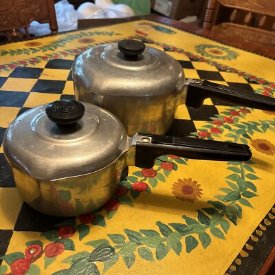Lot Of 2 Wagner Ware Magnalite Sauce Pot 4681 1/2-P 4683-m With Lids ...