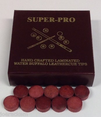 10 - New Super Pro Red Water Buffalo Laminated Pool Cue Tips - Medium ...