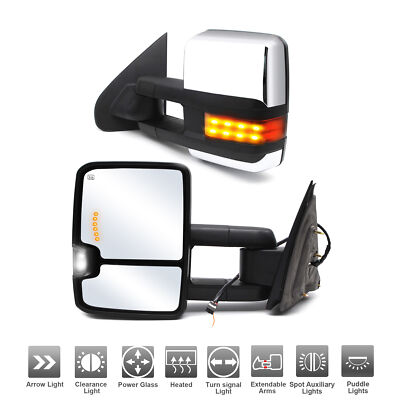 Towing Mirrors For 2015-2017 Chevy Silverado 3500 Power Heated LED ...