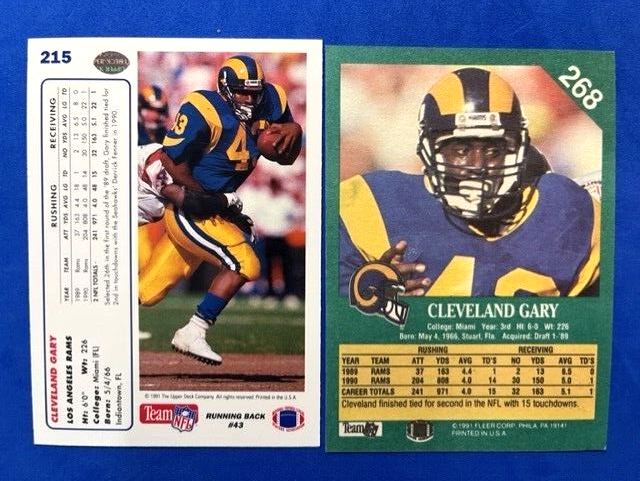 NFL - Cleveland Gary 1991 Upper Deck & 1991 Fleer Football - Rams | eBay