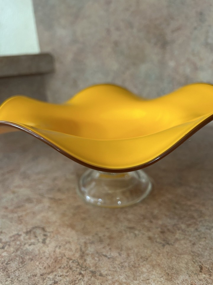 Teleflora Orange Wavy Clear Stand Bowl Vase Decoration | eBay