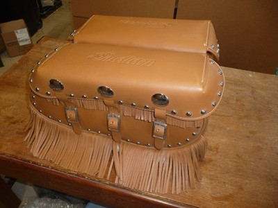 Indian Gilroy 2003 Chief Vintage OEM tan brown saddlebags with fringe ...