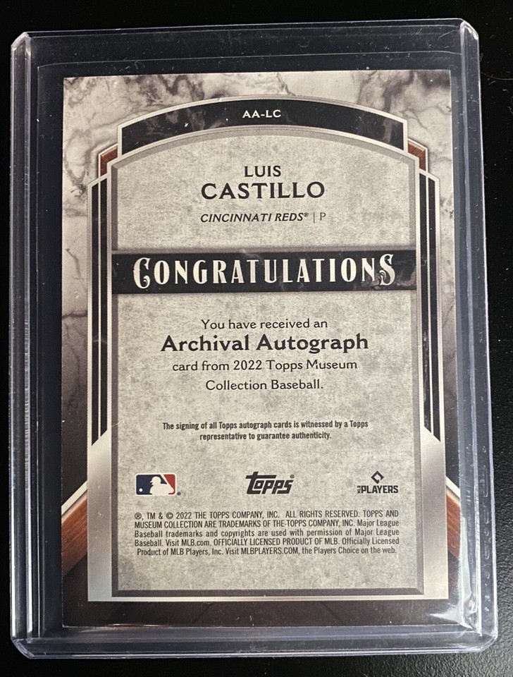 2022 Topps Museum Collection Luis Castillo Autograph /50 Reds Seattle ...