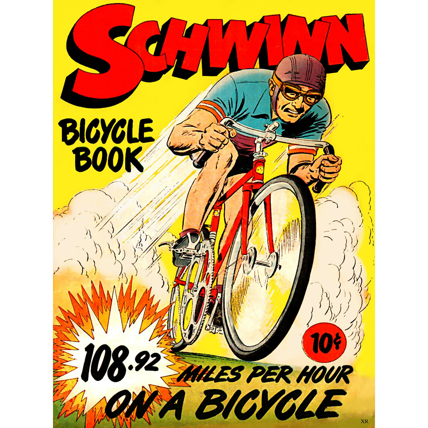 COMICS SCHWINN BICYCLE BOOK SPEED RECORD BIKE RACE USA ART PRINT ...