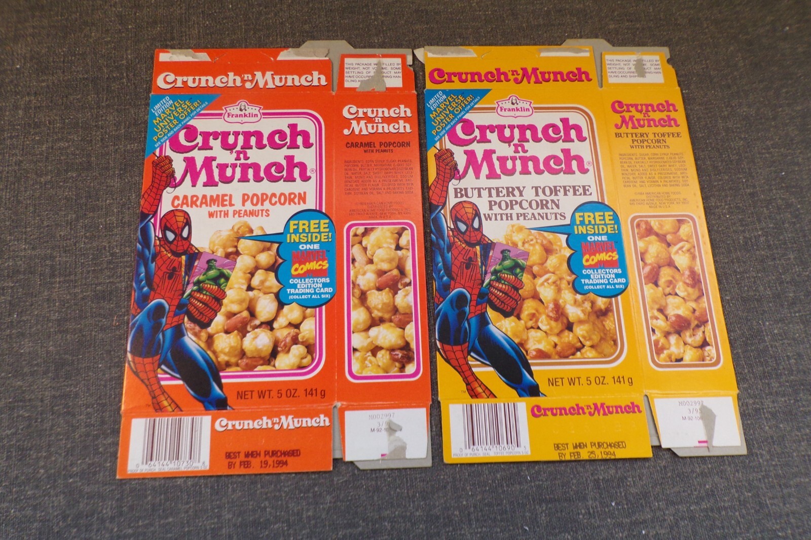 Lot of (2) 1993 SPIDER-MAN - Crunch 'n Munch Boxes. Empty Box Only | eBay