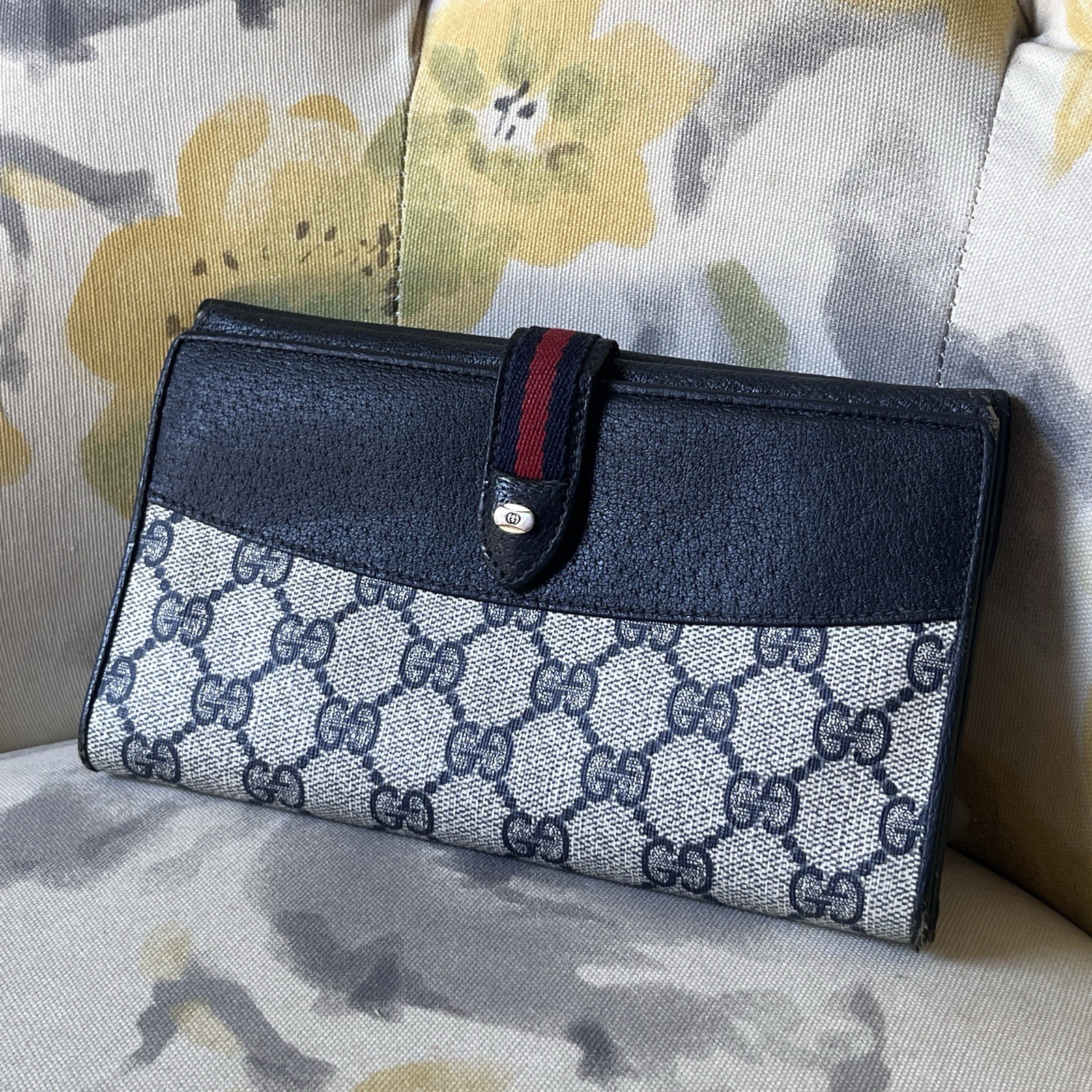 Authentic Vintage Gucci Trifold/Checkbook Wallet - Gem