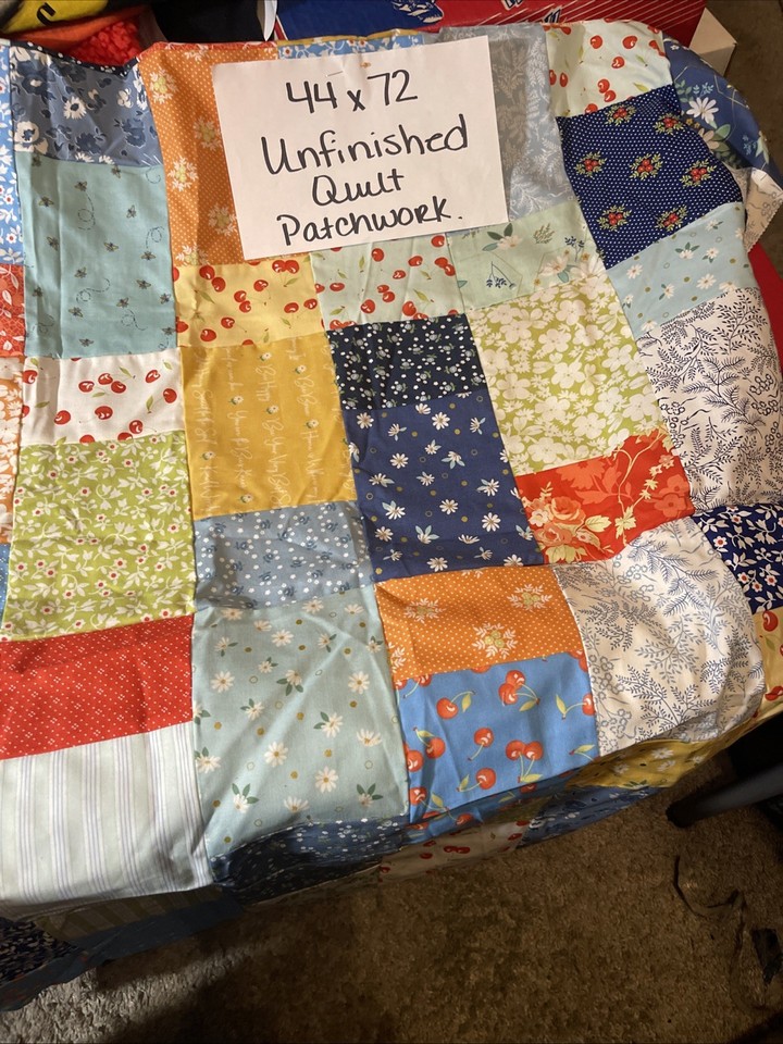 44 X 72 UNFINISHED PATCHWORK QUILT PROJECT BY GEORGIA NORRIS | eBay