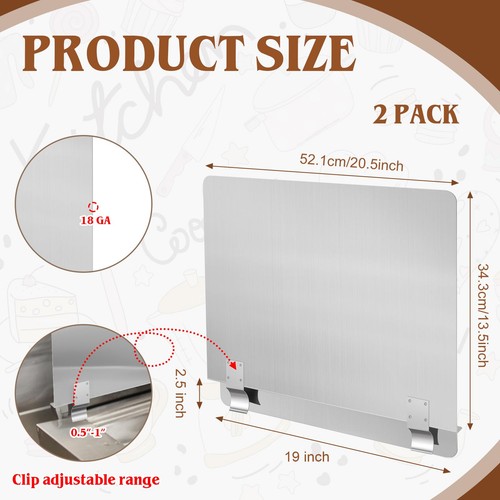 2 Packs Stainless Steel Fryer Splash Guard Commercial Splatter Guard ...