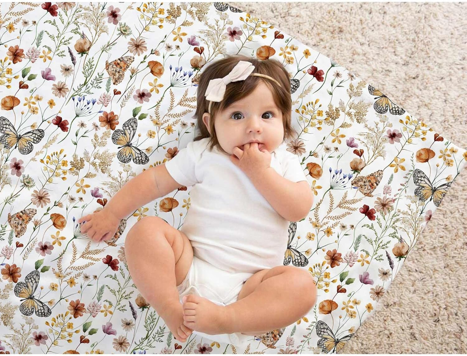 Wildflower Butterfly Baby Blanket Girls Soft Double Layer Minky Dotted ...