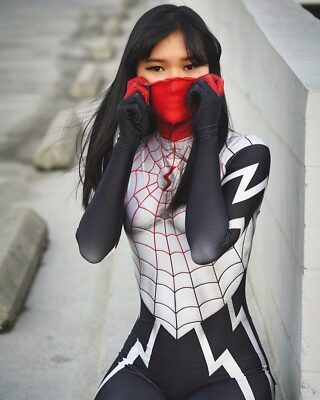 Silk Bodysuit Cindy Moon Spider-Woman Jumpsuit Cosplay Girl Costume ...