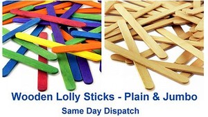 Wooden Lollipop Lolly Sticks Small Jumbo Kids Craft Modelling Plain ...