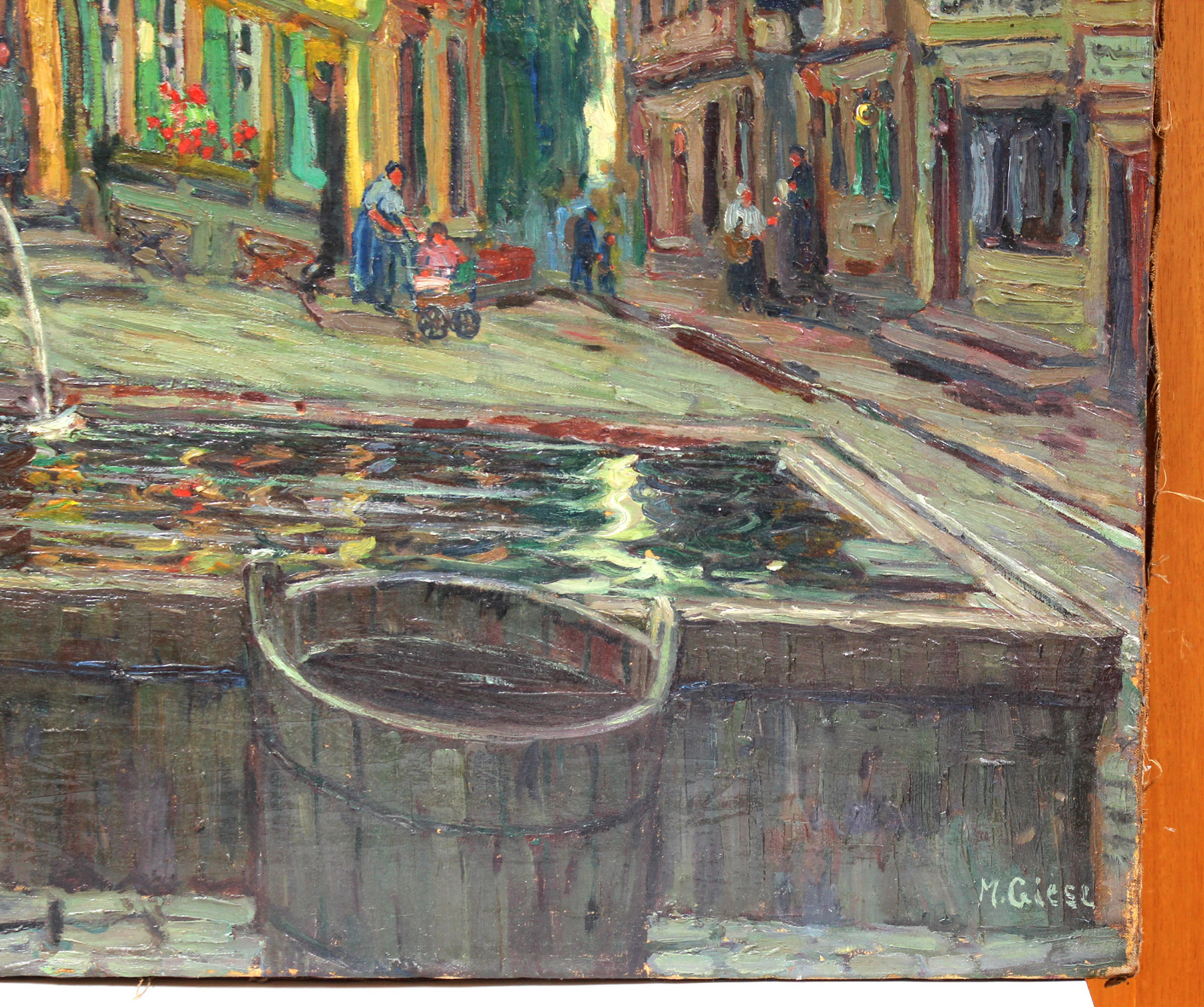 Max Giese, Ölgemälde um 1900: Löwenbrunnen in Bad Wimpfen am Neckar, 71 ...