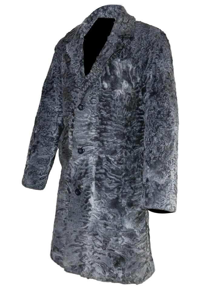 Real Persian Lamb Fur Long Coat Gray Astrakhan Fur Karakul Fur Long ...