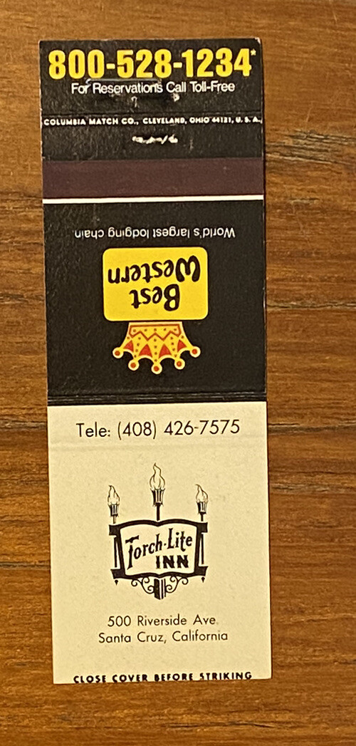 Vintage Best Western Matchbook Cover Ad Santa Cruz, California! a01938 ...