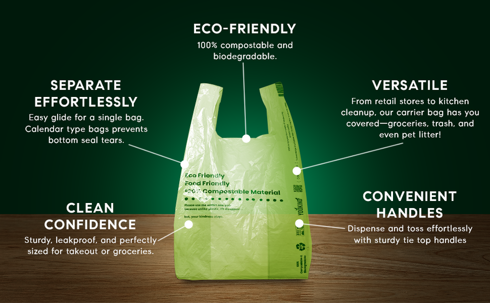 500 Bags Compostable and Biodegradable Food Waste Bags with Tie Handle ...