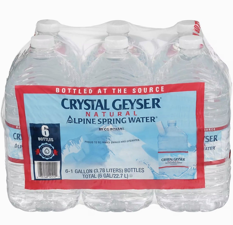Crystal Geyser Alpine Spring Water, 128 Fl Oz, 6 Ct (6 Gal Total) Fresh ...