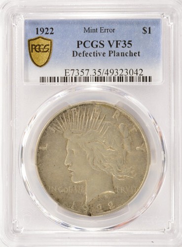 1922 $1 Peace Dollar Defective Planchet PCGS VF35 | eBay