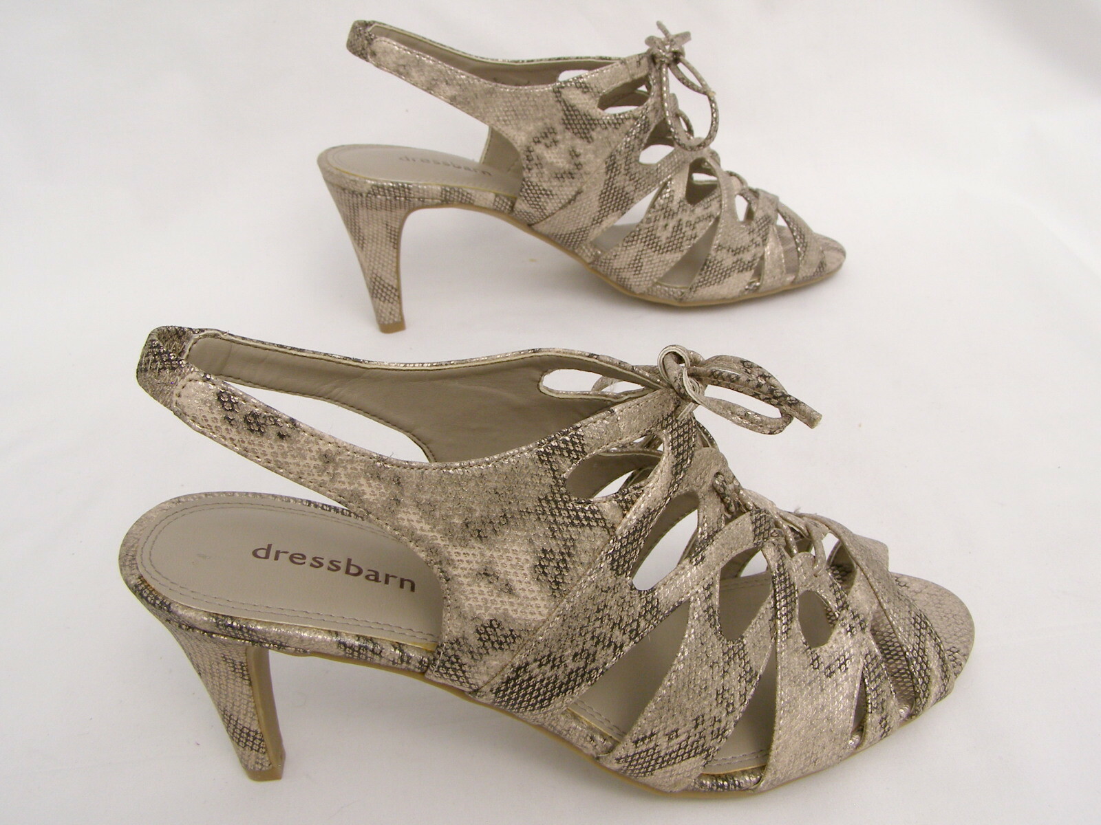 Women's 7½M Dress Barn Sandals New Faux Snakeskin Slingback 3¼” Heels ...