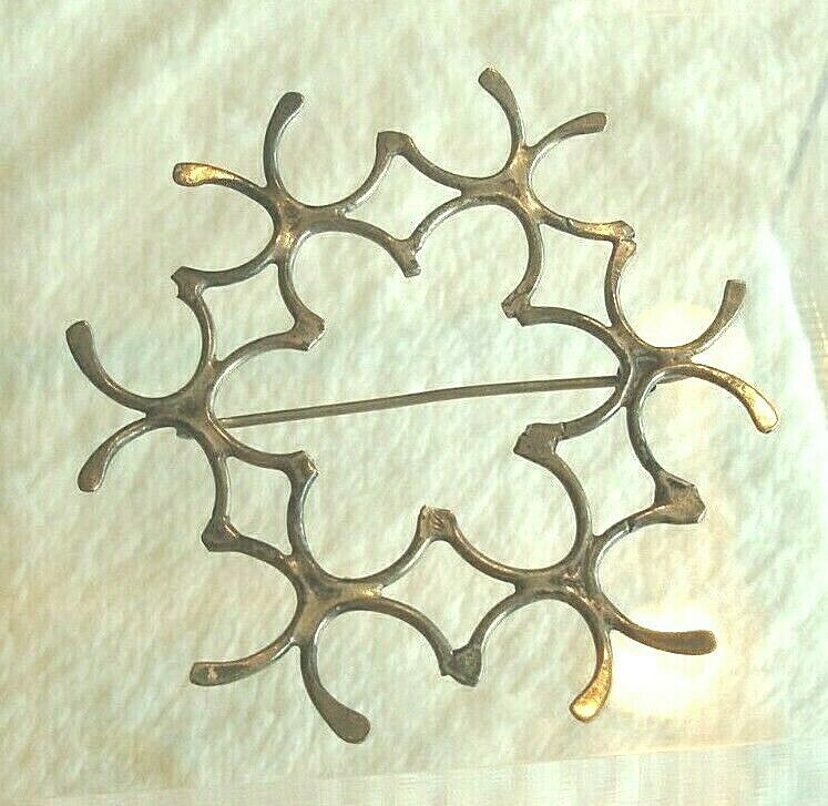 Modernist Snowflake Brooch Sterling Silver Handcraft… - Gem