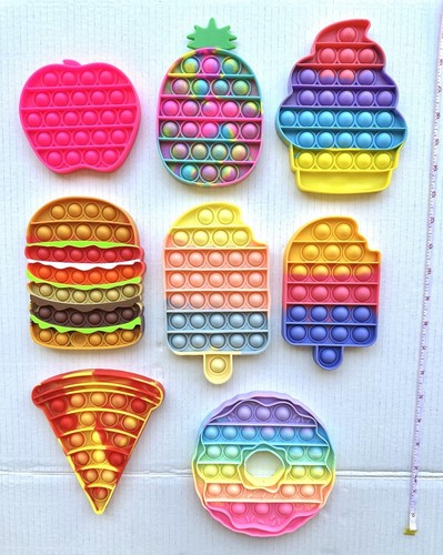 Popping Fidget Bubble Sensory Pop It Popper Toy Silicone Food Shape Lot ...