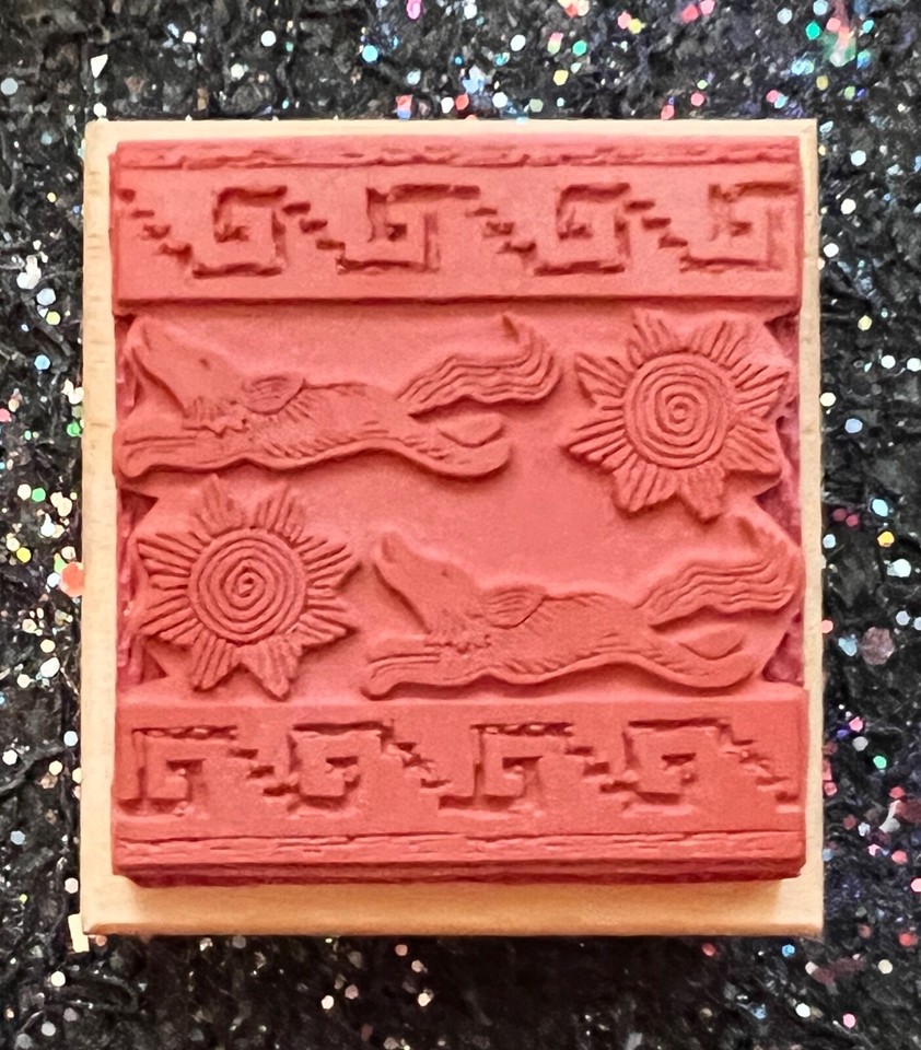 Vintage Rubber Stamp "Aztec Indian Border " by Handprints 2 1/4 x 2" | eBay