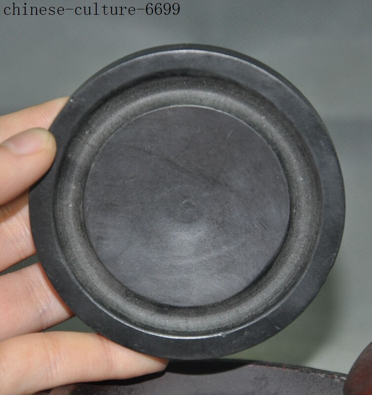 Chinese old wood stone carved ink-stone ink slab Inkwell box ...