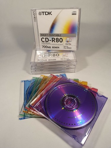 Verbatim Rewritable Blank CD-RW 5 Pk COLOURS Slim Case / TDK CD-R x 6 ...