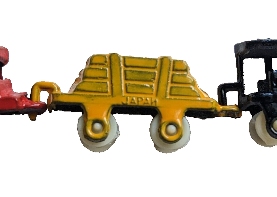 Vintage Miniature METAL TOY TRAIN SET Made Japan Small Working Wheels ...