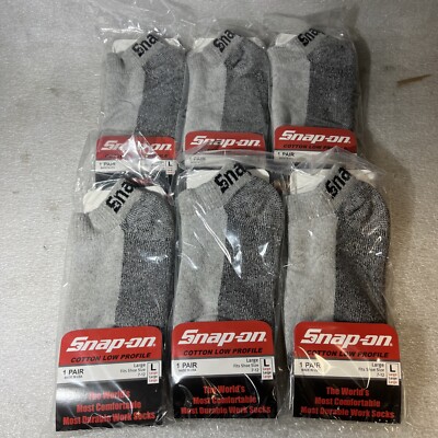GRAY Snap-On LOW PROFILE Socks Large (7-12) MADE IN USA! *6 Pairs* | eBay